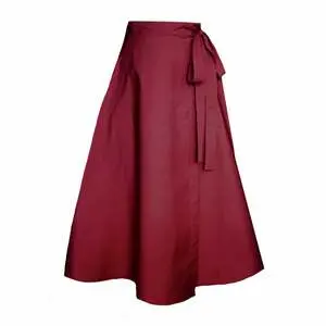 FROCK TALES Meyer Wrap Midi Skirt In Wine With Pockets - Red