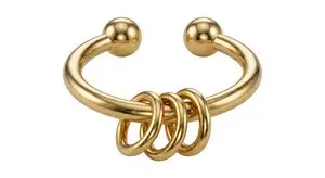 Zahav Jewelry 10k Solid Triple Ring Ear Cuff - Gold