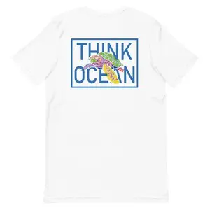 ANCHOR & CREW Think Ocean Turtle Fluorescence Cotton Embroidered T-shirt - White