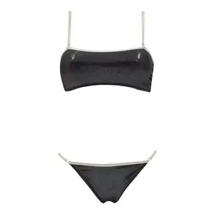AULALA PARIS Twilight Glow Shiny Bandeau Bikini - Black