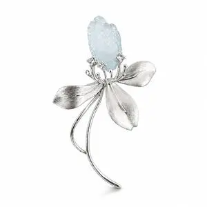 ORMIRO Wild Iris & Aquamarine Brooch