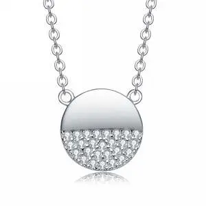 GENEVIVE Sterling Silver Cubic Zirconia Pendant Necklace - White/silver