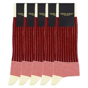 PEPER HAROW - MADE IN ENGLAND Grooms’s Socks Bundle Oxford Stripe Burgundy - Red