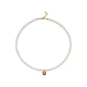 LINYA JEWELLERY Cosmic Pearl And Gemstone Zodiac Necklace - Red