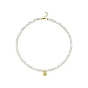 LINYA JEWELLERY Cosmic Big Pearl Zodiac Necklace Birthtone - Yellow