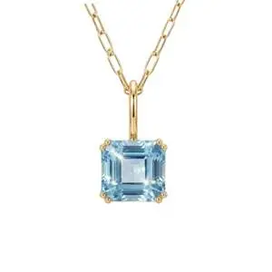 DAINTY LONDON Solid Gold Large Topaz Necklace Astrid - Blue