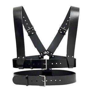 HAUTE CUIR Cage Leather Body Harness - Black