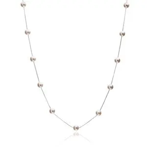 PEARLS OF THE ORIENT ONLINE Pink / Silver Gratia Sterling Silver Chain Necklace With Pink Cultured Freshwater Pearls - Pink/silver