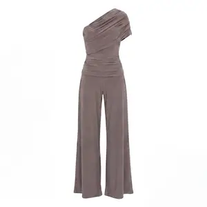 ATOM LABEL Rhodium Jumpsuit In Taupe - Grey