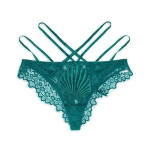 EMPRESS MIMI Venus Lace Ouvert Panty With Shell Detail - Green