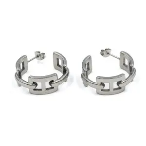 SUPERDIVAJEWELLERY Geo Hoop Earrings - Silver