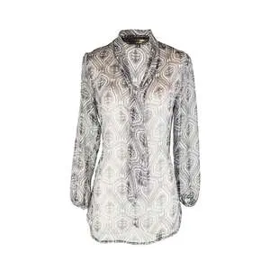 JENNAFER GRACE Blue / Black Peri Paisley Tie Front Blouse - Blue/black
