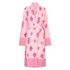 NOLOGO-CHIC Botanical Shawl Robe Cotton Cambric Mid - Pink