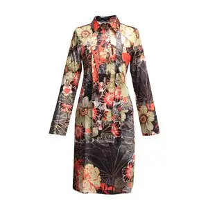 SMART AND JOY Bow-tie Flower Print Shirt Dress - Black