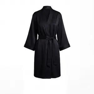 VIMISSIA Bubble Silk Short Robe - Black