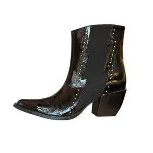 ANY OLD IRON Black / Silver The Black Lightning Bolt Leather Boots