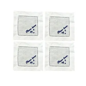 LILLY LOVES White / Blue Please Leave Nine Blue Cocktail Napkins - White/blue