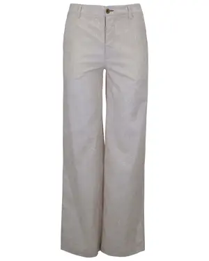 LORDS OF HARLECH Neutrals Phillis Paisley Explosion Ivory Wide-leg Pant - White