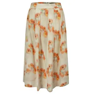SMART AND JOY Flowy Mid-length Skirt With Flowers - Yellow