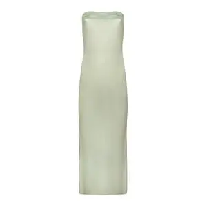 URBAN TOUCH Neutrals Strapless Folded Bust Satin Maxi Dress _ Sage - Green
