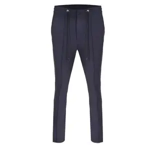 DAVID WEJ Ashford Plain Smart Drawstring Trousers Navy - Blue