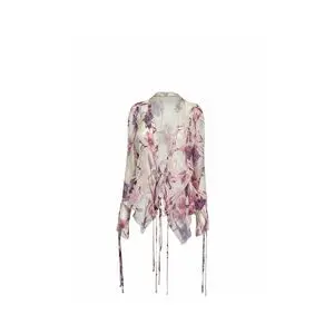 CONCEPT A TROIS Neutrals Ivory Chiffon Blouse With Pastel Floral Print Special Capsule "self.readytowear - White