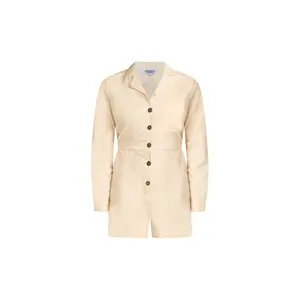 KNOWN SUPPLY Long Sleeve Button Up Romper Scorpio Pearl - White