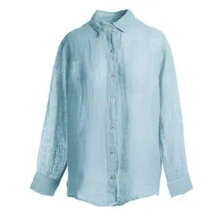 Haris Cotton Linen Gauze Shirt Ocean Air - Blue