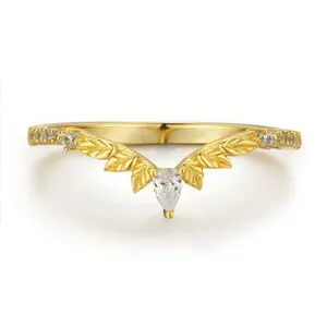 AZURA JEWELRY NEW YORK Woodland Stacking Band With Topaz And White Topaz In Yellow Vermeil - Gold