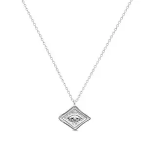 CLEMENCE WREN Diamond Shape Pendant With Gemstone - Silver