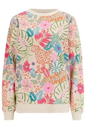 SUGARHILL BRIGHTON Eadie Relaxed Sweatshirt Off Multi, Painted Jungle - White