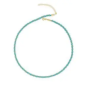 SPERO LONDON Handmade Rope Braided Sterling Silver Beaded Chain Necklace - Blue