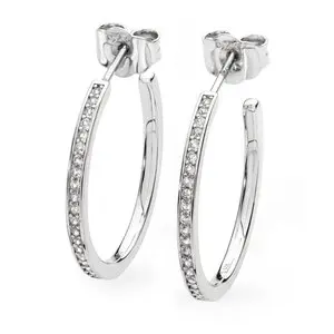 LUCY QUARTERMAINE Solid Sterling Skinny Drip Medium Hoops - Silver