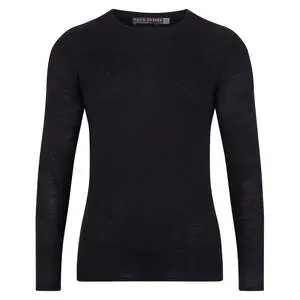 PAUL JAMES KNITWEAR Zeus Midweight Merino Wool Base Layer Top - Black