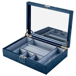 Wolf Liberty Medium Jewellery Box Navy - Blue