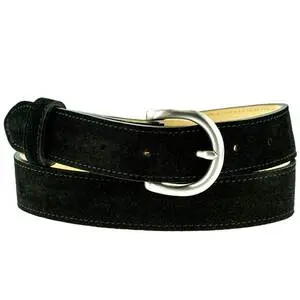 PEACHY BELTS LTD Suede Belt With Silver Buckle - Black