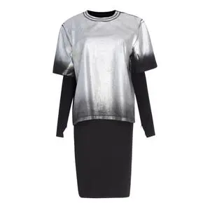 CIRCULAR PATH Black / Silver Doubled Layer Dress Metallic Black - Black/silver