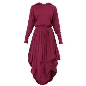 METAMORPHOZA Hooded Midi Dress In Burgundy