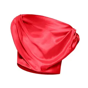 ANGELIKA JOZEFCZYK Asymmetrical Draped Satin Blouse - Red