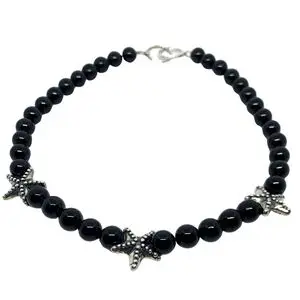 TG-JEWELLERY BY TAMARA GERVASIO Black / Silver Handmade Starfish In Sterling Silver Necklace With Onyx Beads - Black/silver