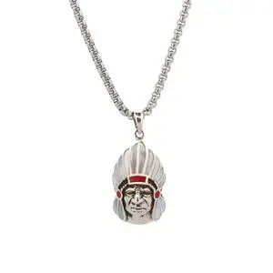 EBRU JEWELRY Silver / Red Warrior Spirit Silver Chief Necklace Silver And Red - Silver/red