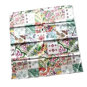INTROVERTIE VIENNA Silk Scarf Azulejo Light - White