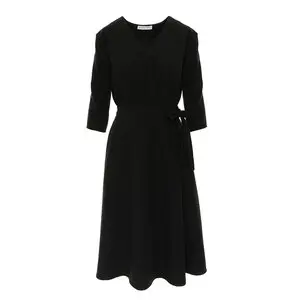 NORIA ANIS Unwrap Kimono Sleeve Dress With Wrap Tie - Black