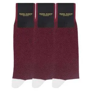 PEPER HAROW - MADE IN ENGLAND Grooms’s Socks Bundle Lux Taylor Burgundy - Red