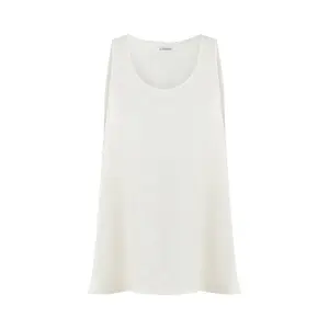 LILAMIE Soho Loose Fit Longline Summer Tank Top - White