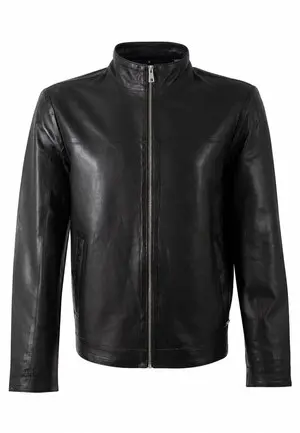 Mauritius Lightweight Leather Shirt Jacket Orlando - Black