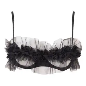 BELLE ET BON BON Dakota Ouvert Ruffle Bralette - Black