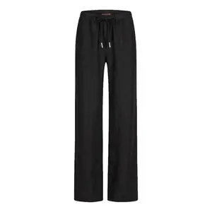 MAISON TANGERINE Wide Leg Linen Long Trousers - Black