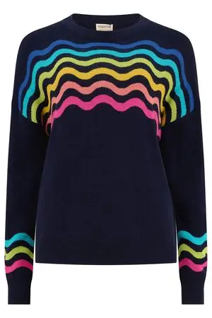 SUGARHILL BRIGHTON Andi Jumper Navy, Rainbow Waves - Blue
