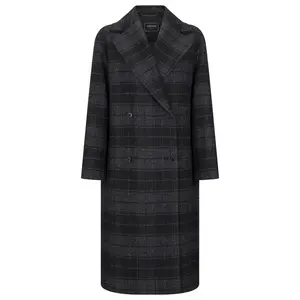 TRIONA Black / Grey Black & Charcoal Check Ciara Oversized Coat - Black/grey